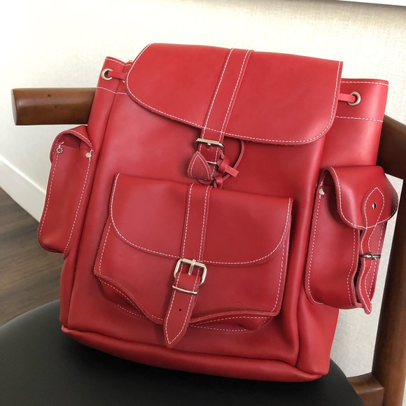 grafea | Bags | Grafea Red Leather Backpack | Poshmark